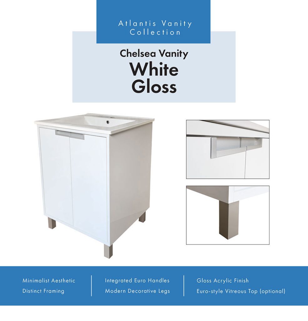 Chelsea Vanity White Gloss - Atlantis Kitchens